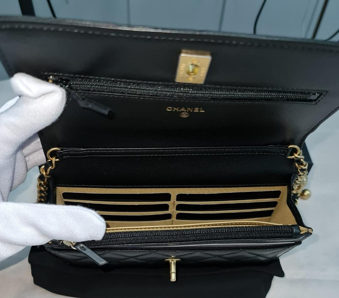 CHANEL 22B PEARL CRUSH WOC IN BLACK LAMBSKIN, Luxury, Bags & Wallets on ...