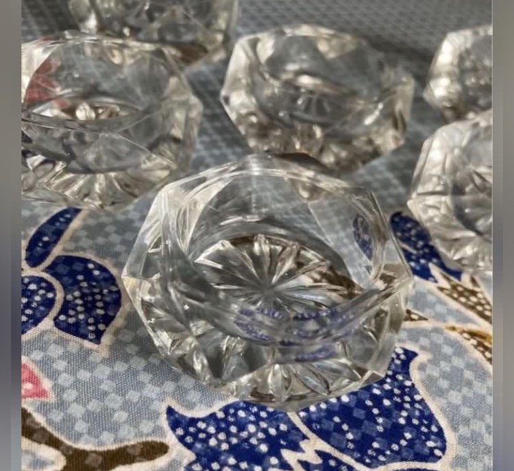 Depression Era Cut Glass Salt Cellars, set of 6, Furniture & Home ...