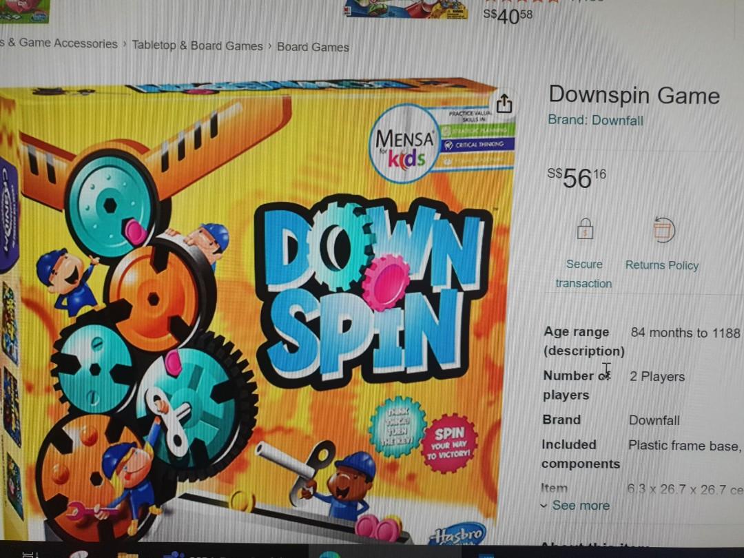 Down Spin by Hasbro Mensa for kids, Hobbies & Toys, Toys & Games on ...