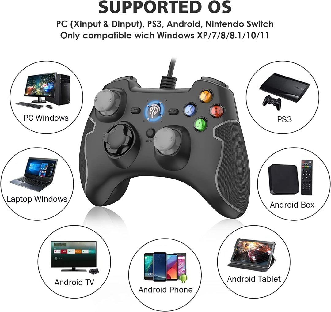 EasySMX Wired Gaming Controller,PC Game Controller Joystick with Dual-Vibration Turbo and ...