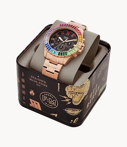Fossil limited edition Garrett Chronograph rose gold stainless steel ...