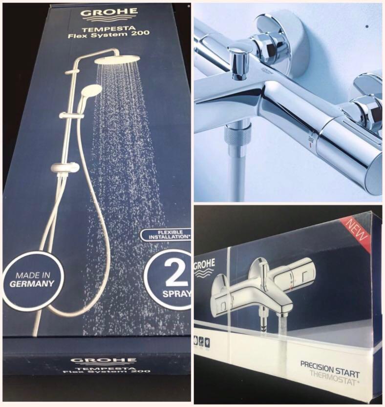 Grohe rain shower with bath mixer brand new & factory sealed rainshower ...