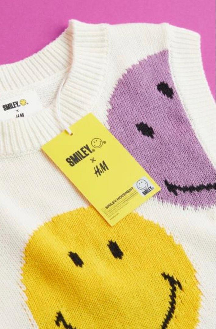 H&M x Smiley (Jacquard-knit sweater vest), Women's Fashion, Coats ...