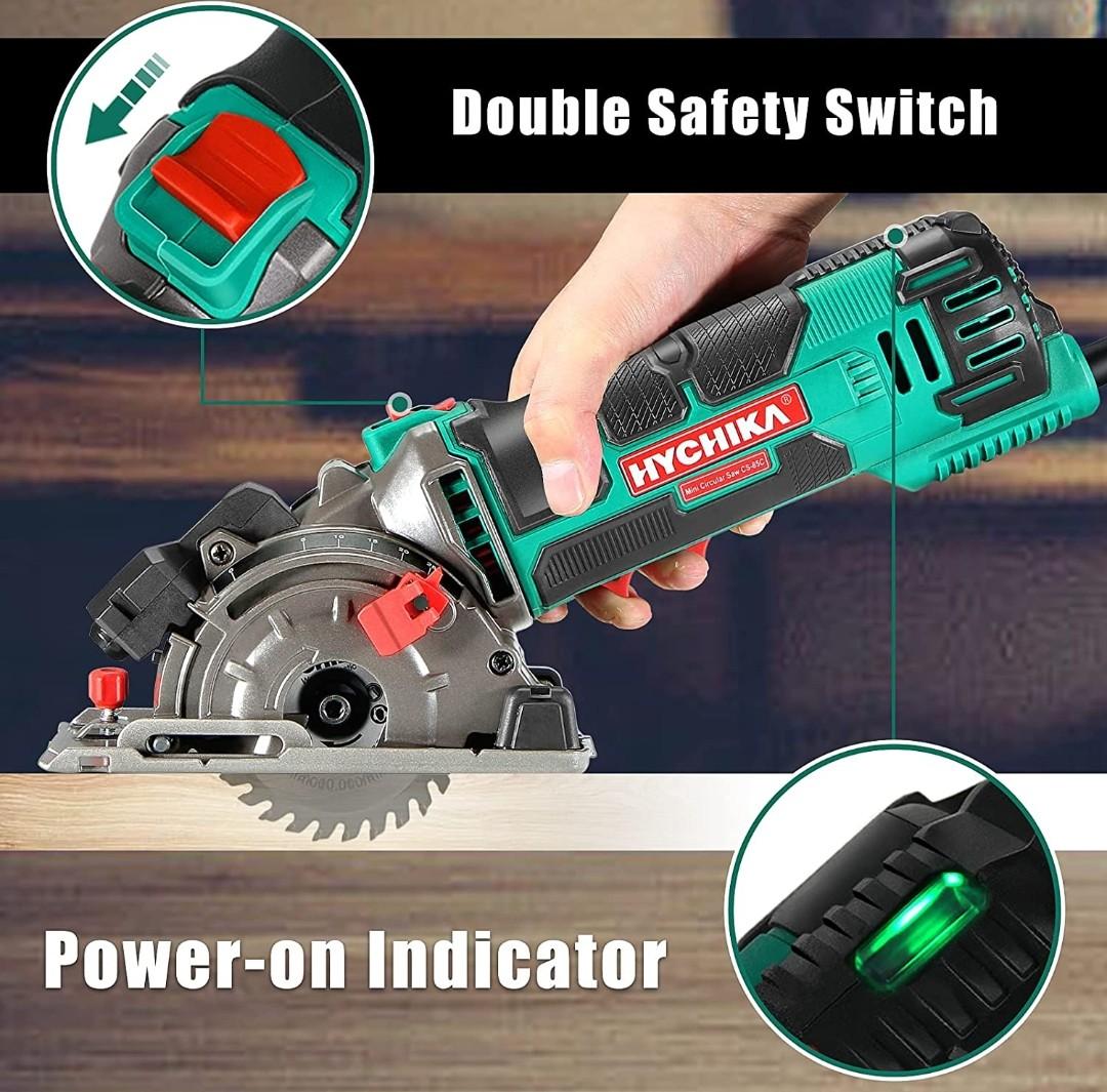 Hychika CS-85C Mini Circular Saw Laser Guide, Scale Ruler, 500W Pure ...