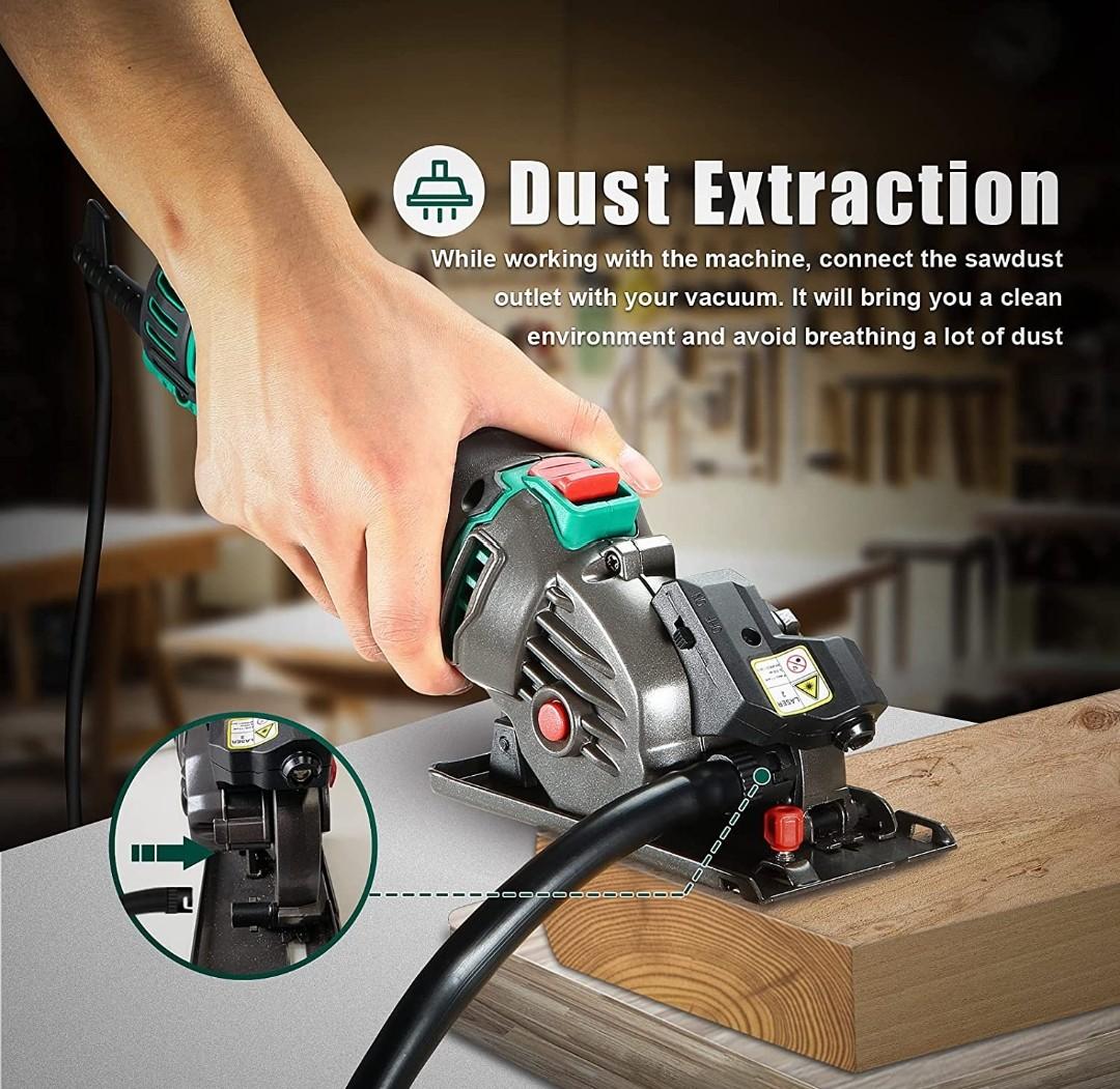 Hychika CS-85C Mini Circular Saw Laser Guide, Scale Ruler, 500W Pure ...
