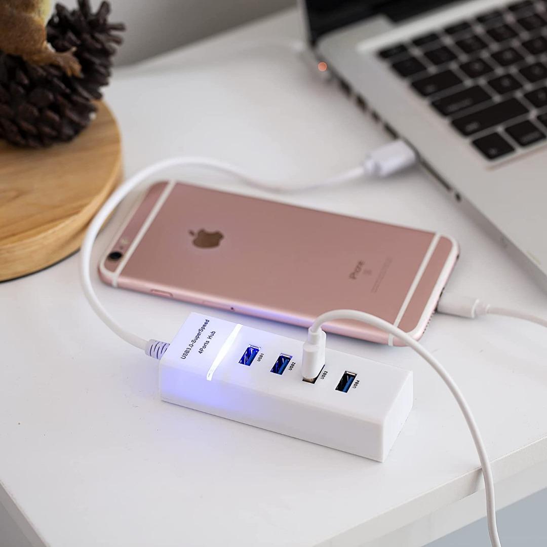 (instock) 4-Port USB 3.0 Hub with 1ft Long Cable, Multi USB Port ...