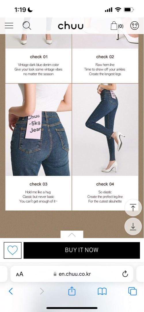 Korea Chuu -5KG Jeans Nana Skinny Denim Jeans, Women's Fashion, Bottoms, Jeans & Leggings on ...