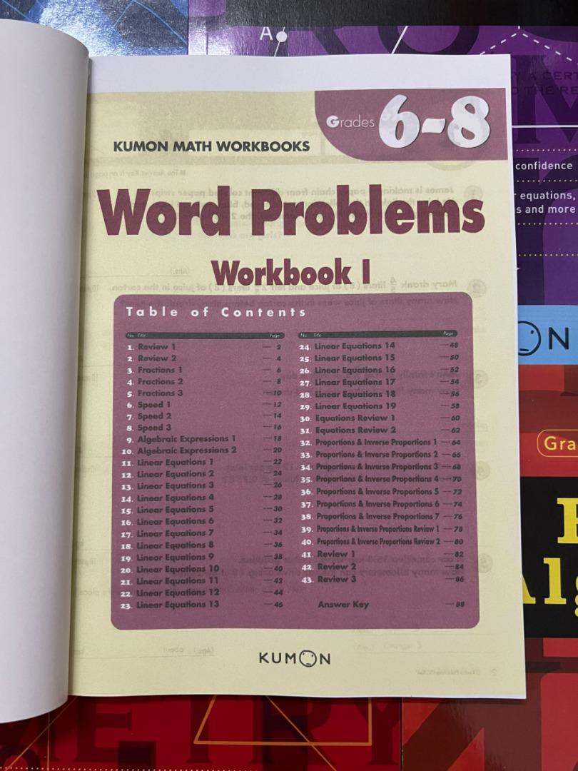 Kumon Math : Algebra Geometry Math (Word Problem) Grade 6 to 8, 興趣及遊戲 ...