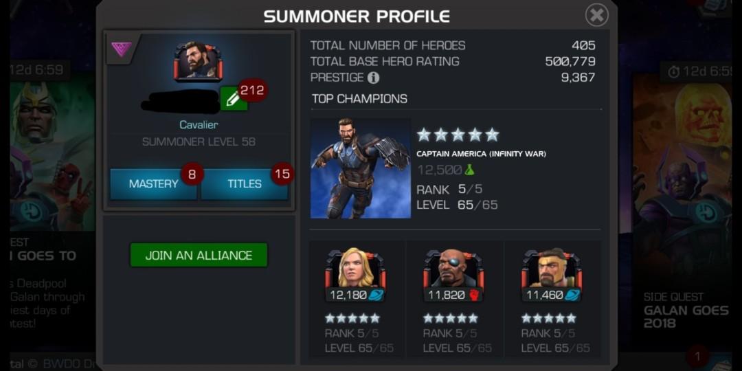 MCOC Marvel's Contest of Champions Cavalier Account, Video Gaming ...