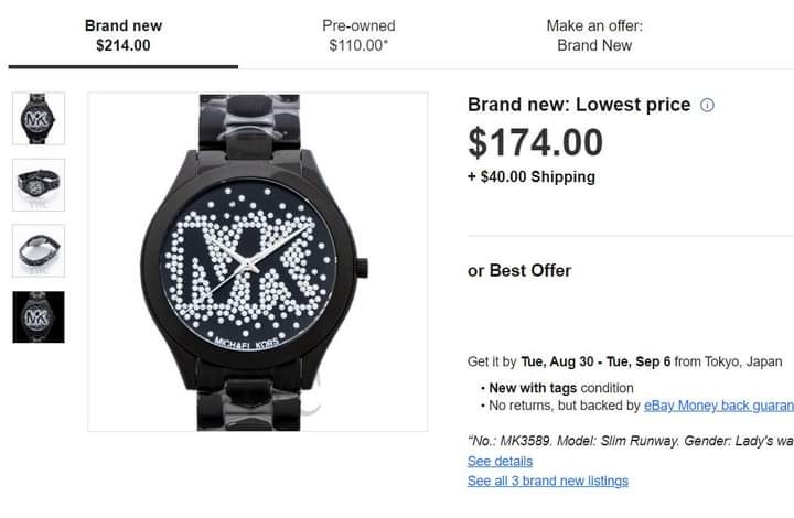 Michael Kors Womens Slim Runway Logo Glitz Black Stainless Steel Watch ...