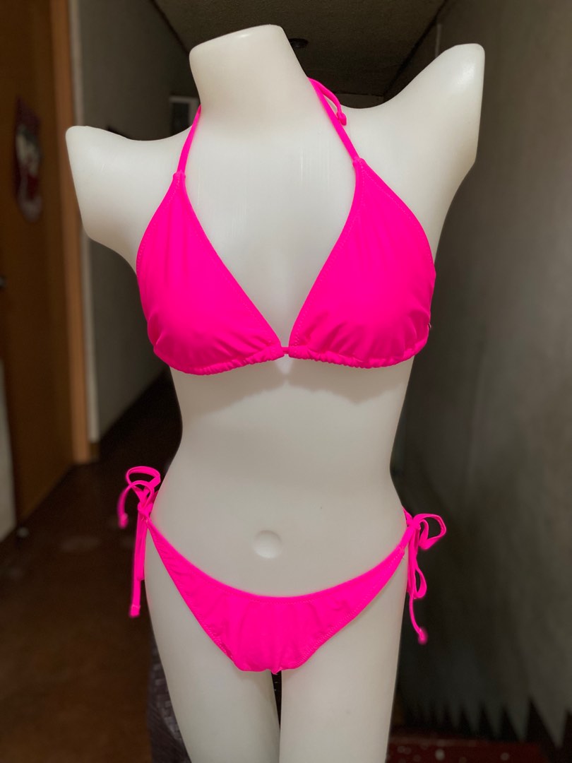 Neon pink two piece, Women's Fashion, Swimwear, Bikinis & Swimsuits on Carousell