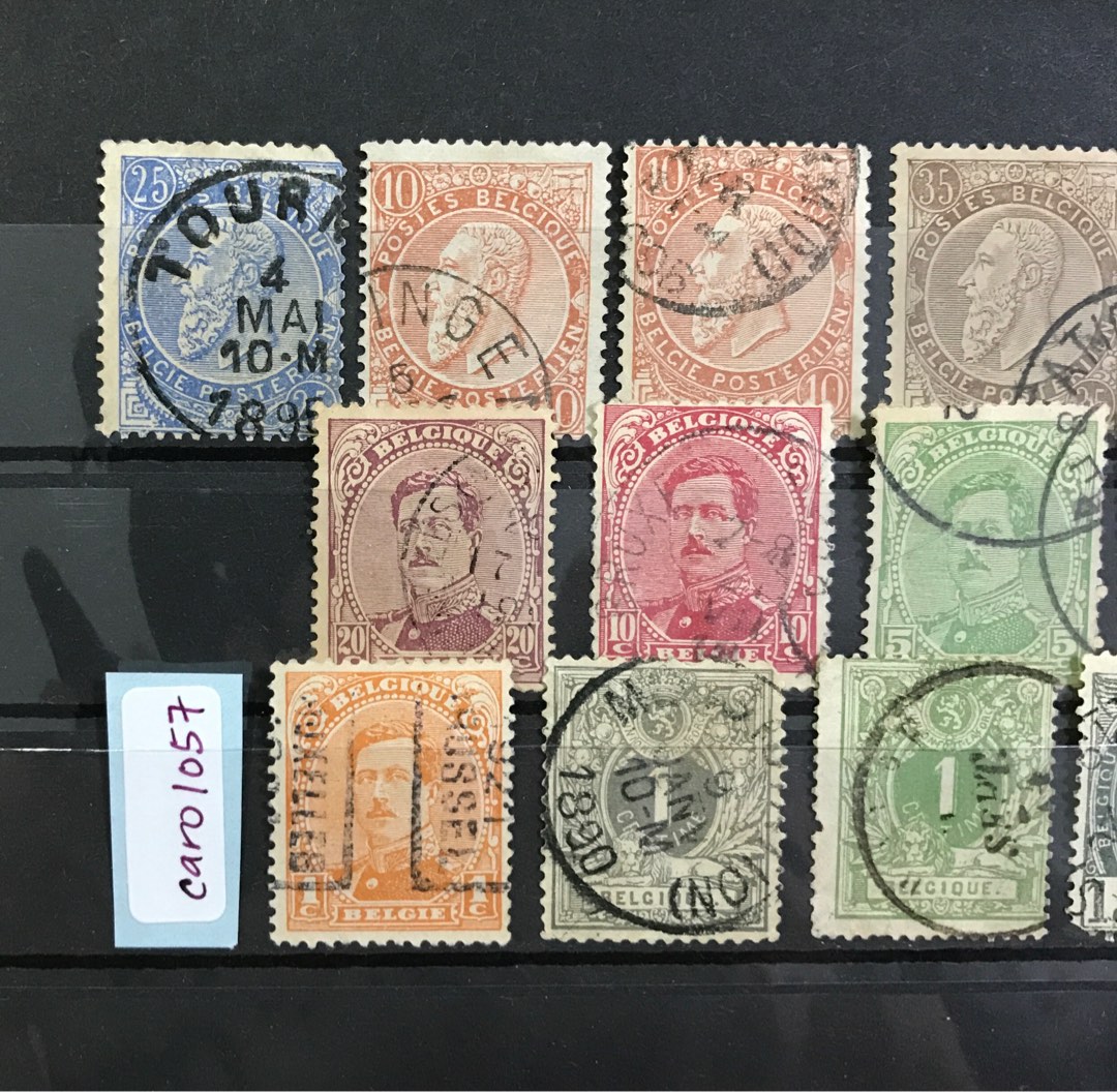 Older Belgium stamps x 13pcs, a few from 1800s era, nice postmarks ...
