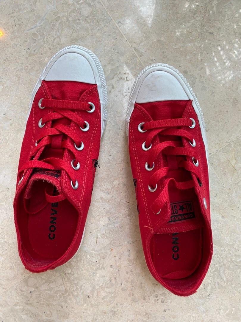 Red converse, Women's Fashion, Footwear, Sneakers on Carousell