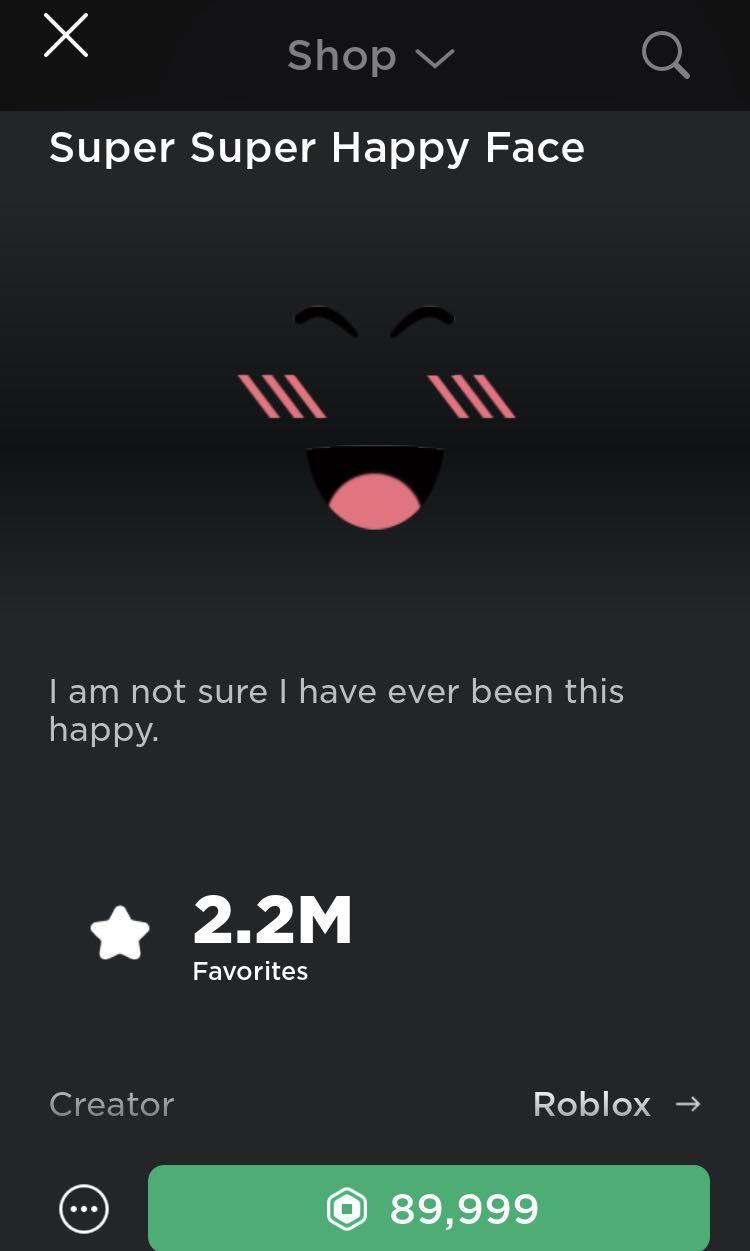 Roblox limited super super happy face, Video Gaming, Gaming Accessories ...