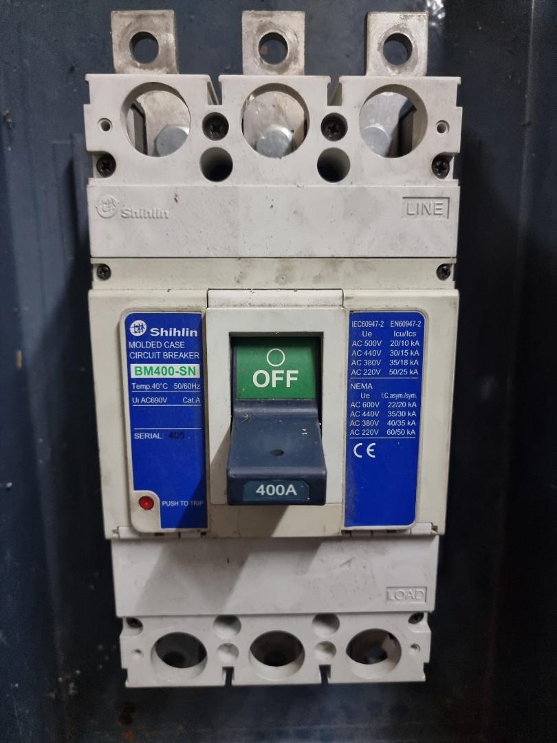 SHIHLIN BM400-SN 3 PHASE Molded Case Circuit Breaker, Commercial & Industrial, Construction ...