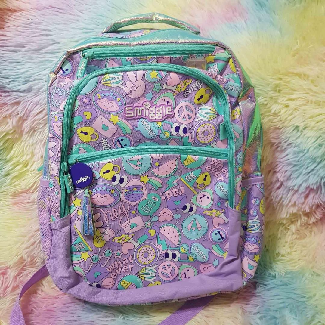 Smiggle large backpack and hardtop pencil case set, Babies & Kids ...