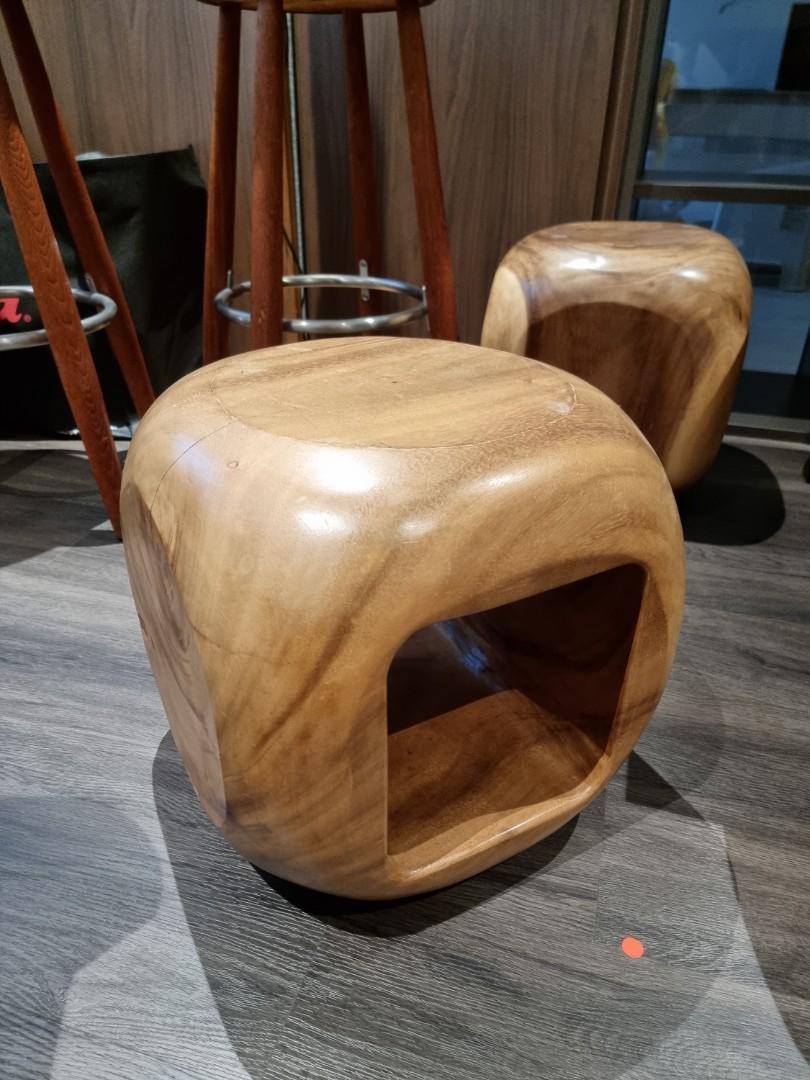 Solid Suar Wood Side Table Stool, Furniture & Home Living, Furniture ...