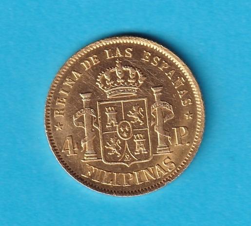 Spain Philippines 4P Gold Coin 1868 Isabela II No. 1, Hobbies & Toys ...