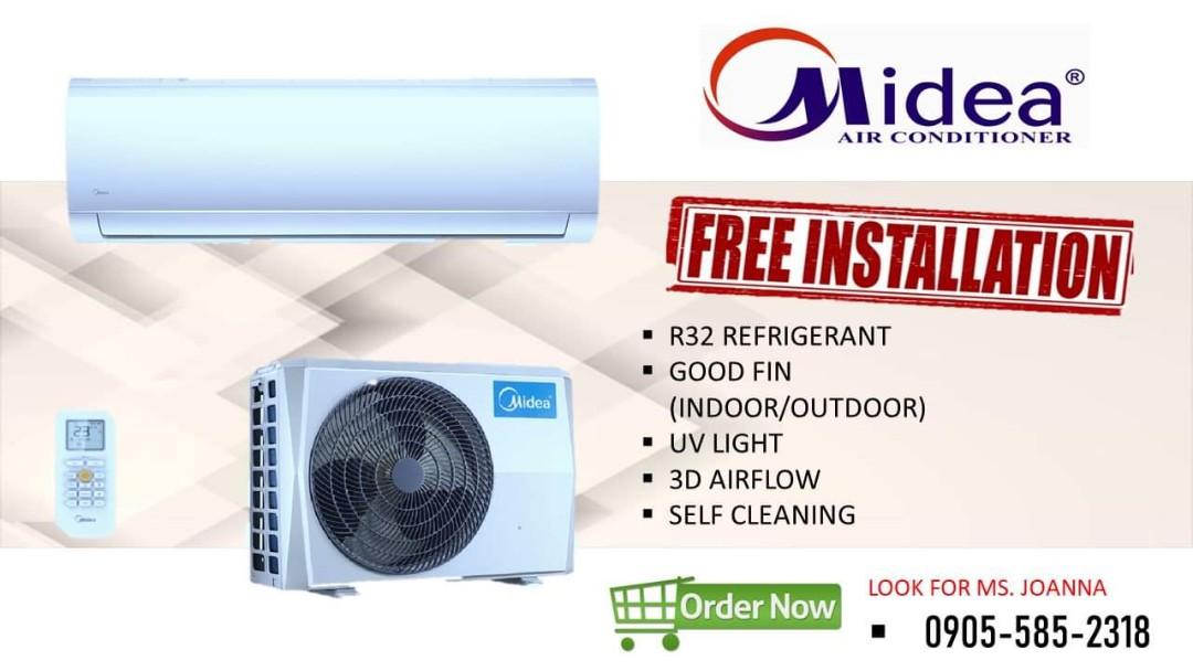 Split type aircon MIDEA WHITE AURORA Inverter, TV & Home Appliances ...