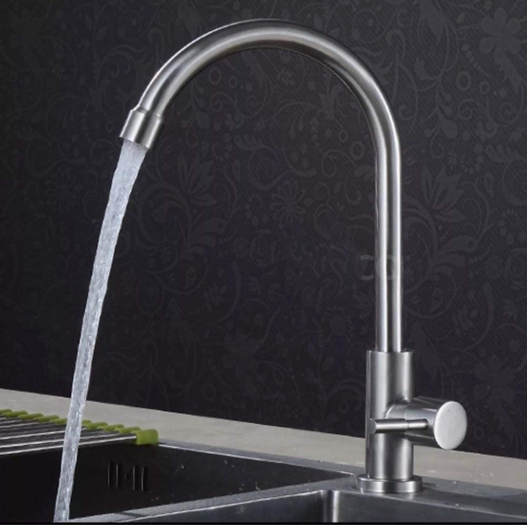 Stainless Steel (SUS 304) Kitchen Faucet Wall / Pillar Mounted Sink Tap ...
