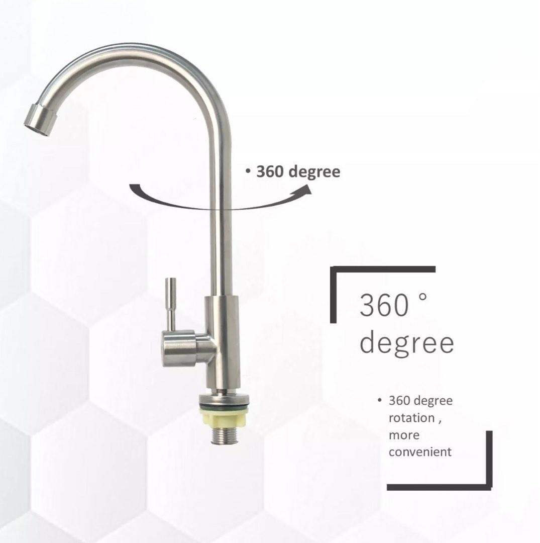 Stainless Steel (SUS 304) Kitchen Faucet Wall / Pillar Mounted Sink Tap ...