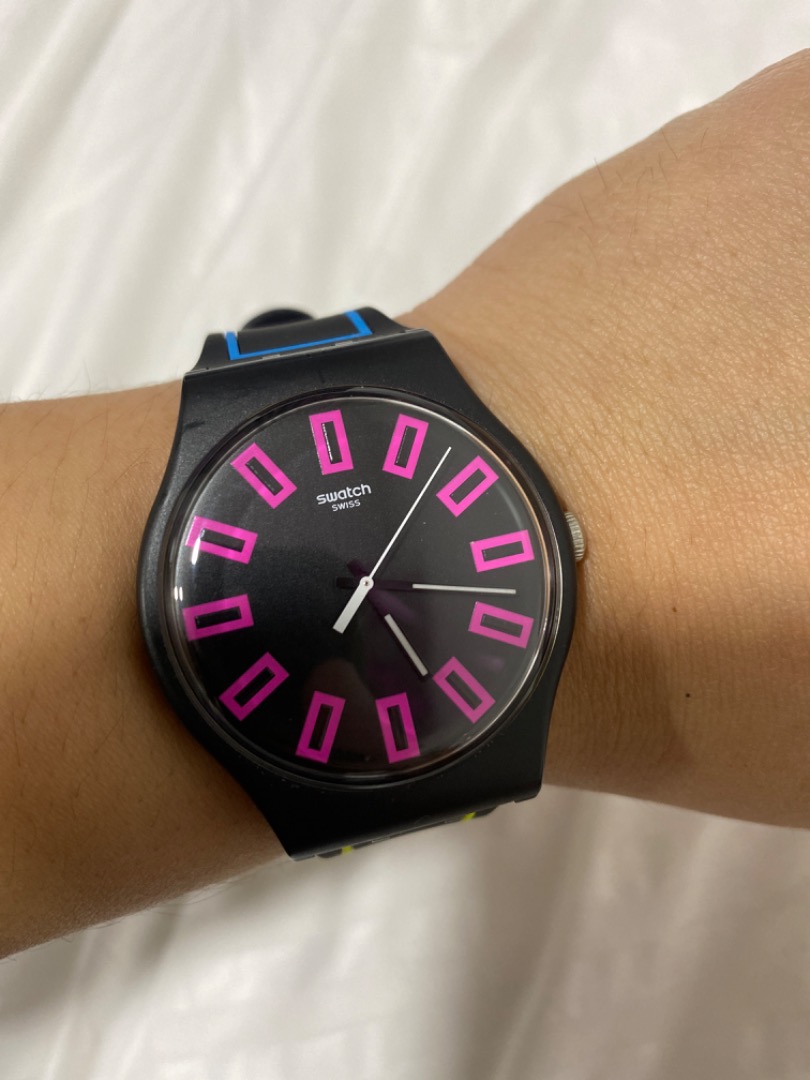 Swatch skin retro neon, Luxury, Watches on Carousell
