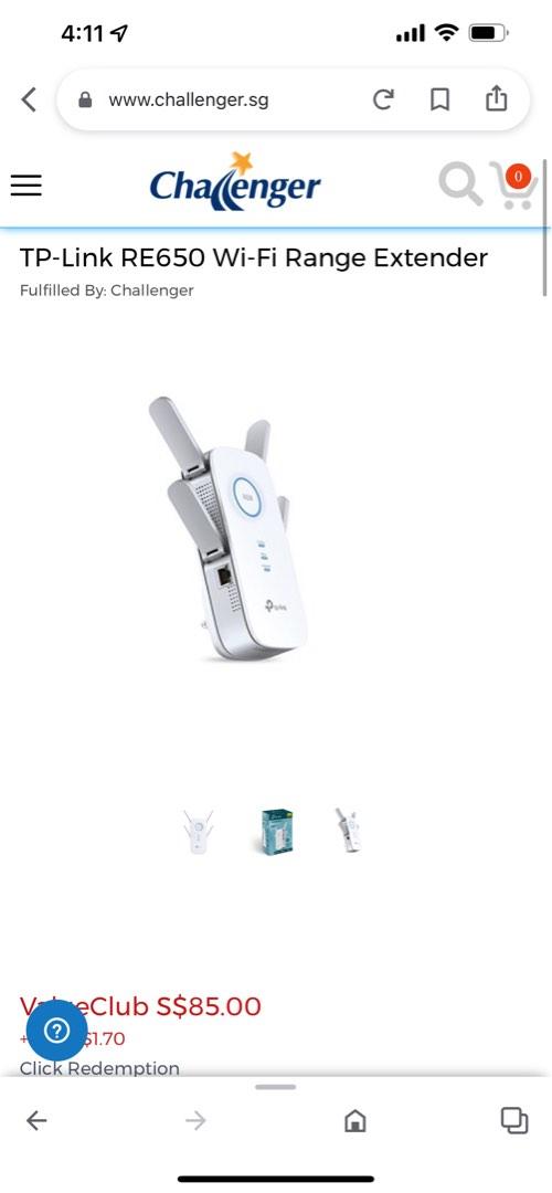 TP - Link RE650 Wifi range Extender AC 2600, Computers & Tech, Parts ...