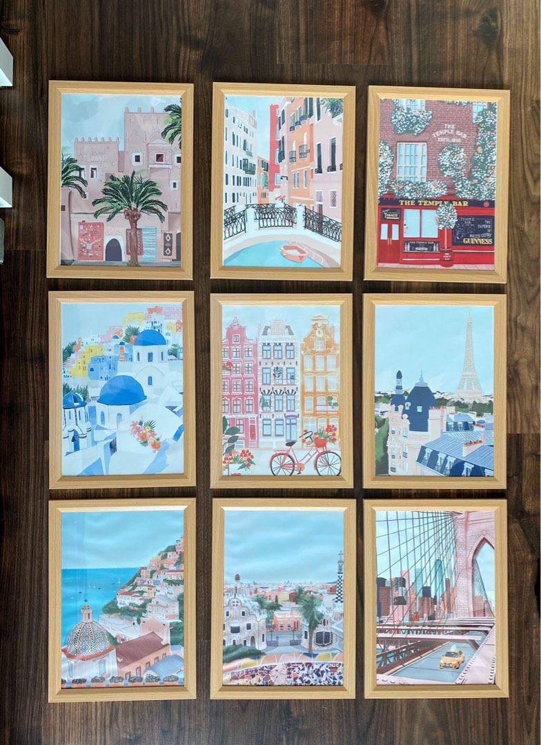 Travel wall decor (A4 size, $3 per frame). See pics for decor ideas ...
