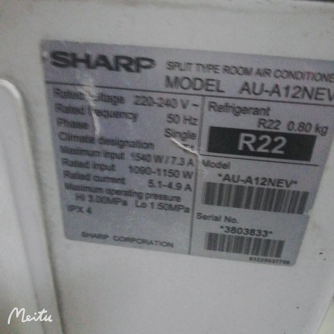 [USED] 1.5 HP SHARP AIR COND INDOOR & OUTDOOR FULL SET, Services, Home ...