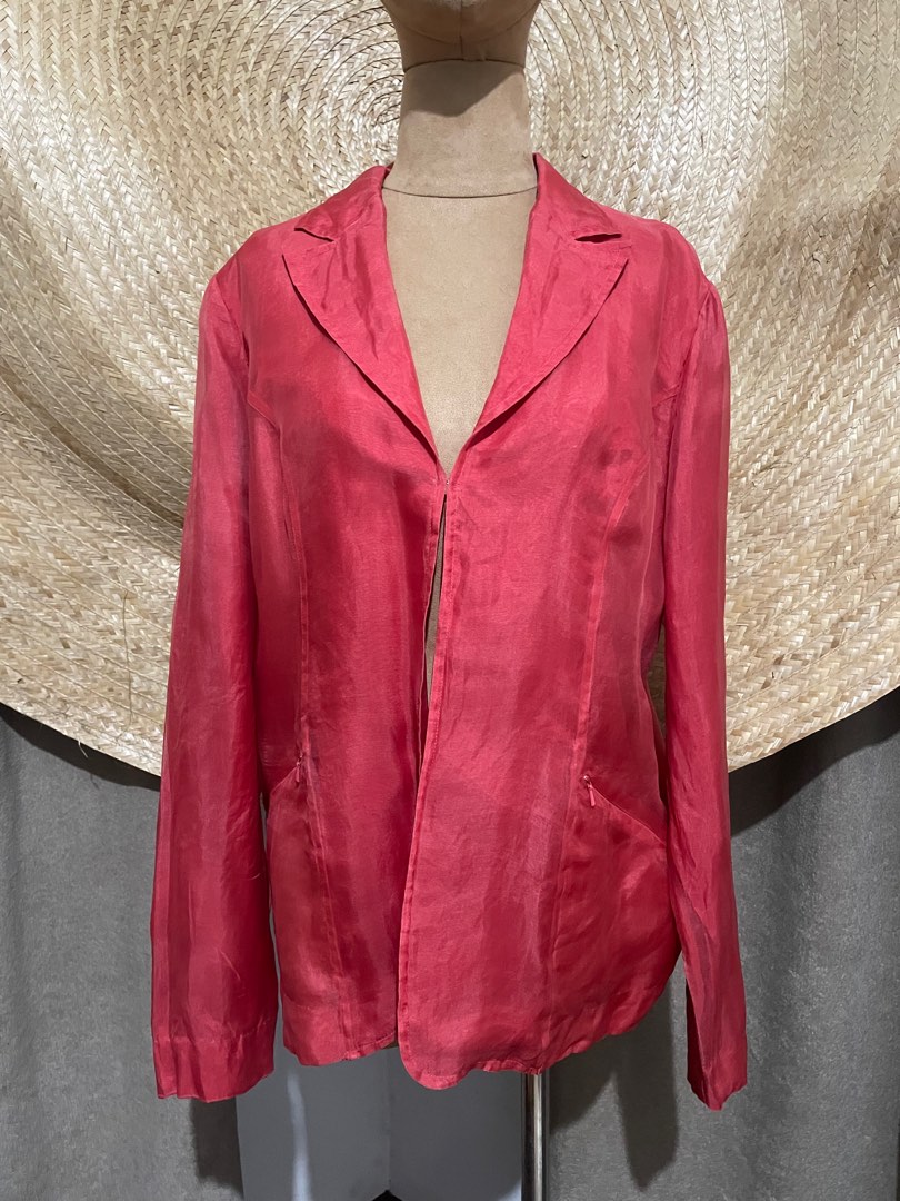 Via Seta Organdy Silk Red Coat, Women's Fashion, Coats, Jackets and ...