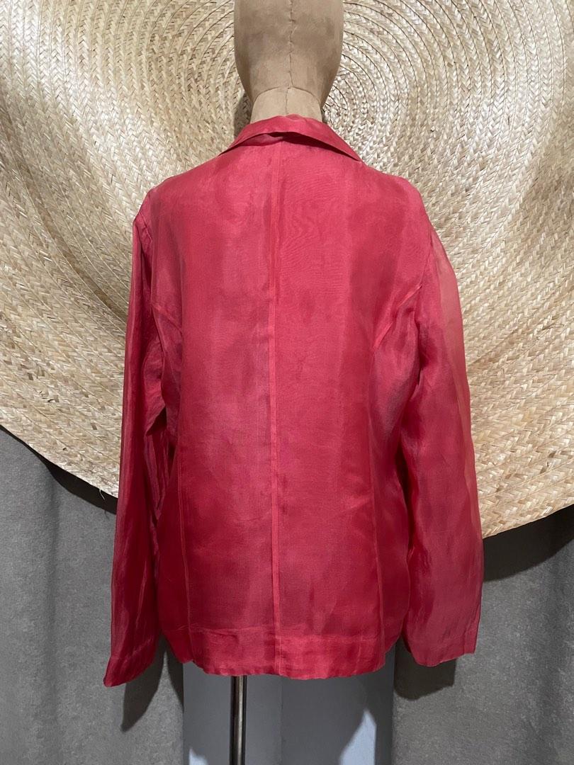 Via Seta Organdy Silk Red Coat, Women's Fashion, Coats, Jackets and ...