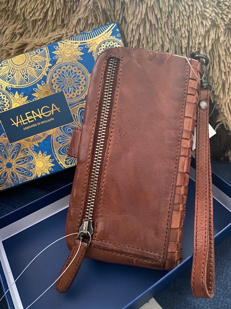 Vilenca Genuine Leather Woven Wallet Wristlet, Women's Fashion, Bags ...