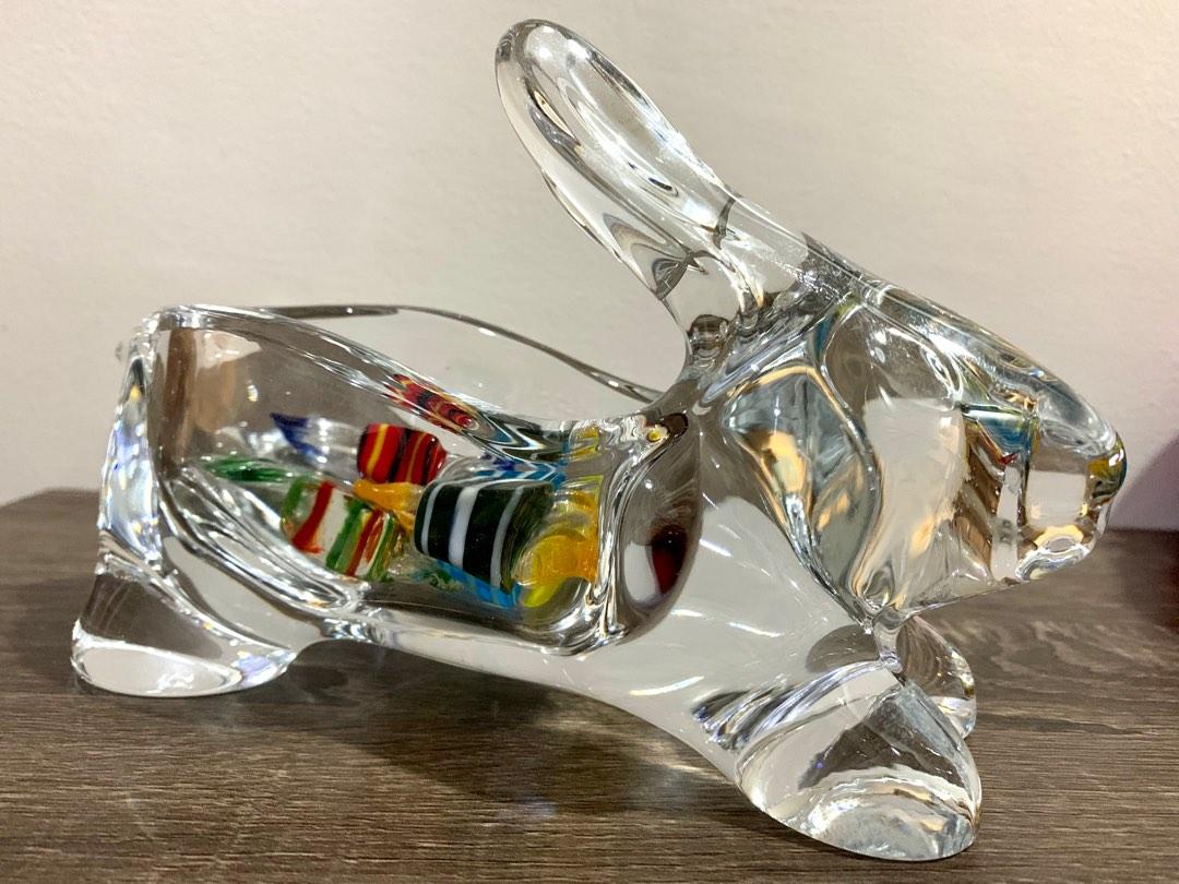 Vintage sasaki glass crystal bunny candy dish, Furniture & Home Living ...