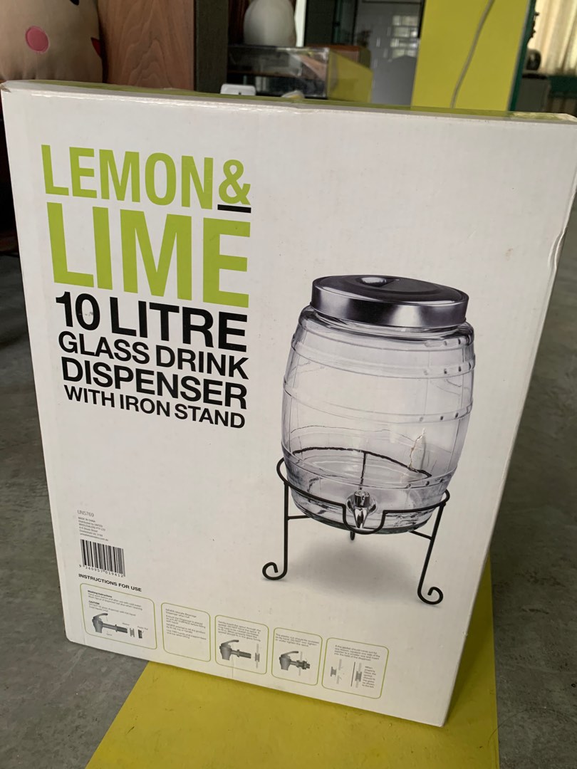 10L glass drink dispenser, Furniture & Home Living, Kitchenware ...