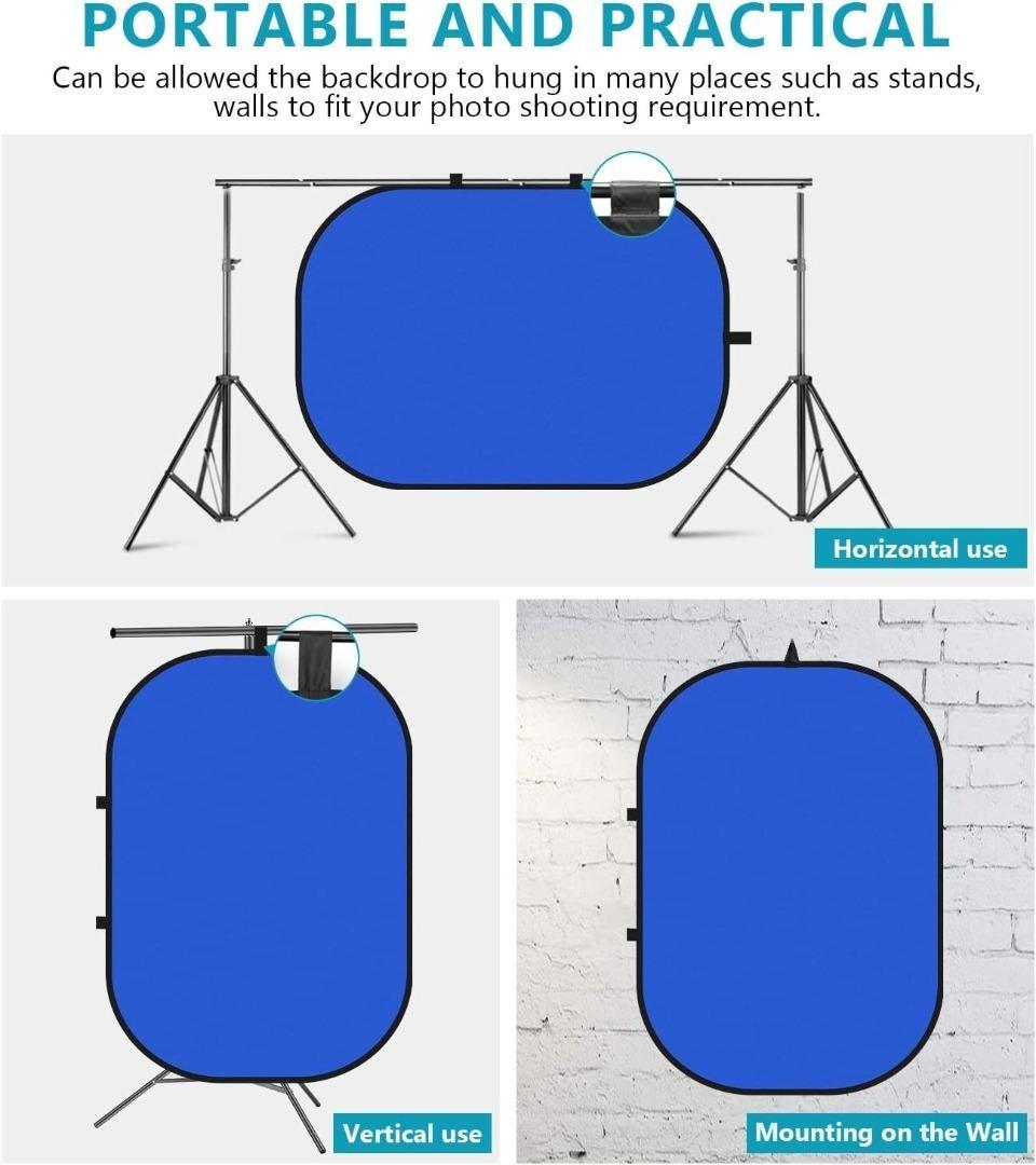 [1507] Neewer 5x7ft/1.5x2m Collapsible Chromakey Backdrop with 8.5ft/2 ...