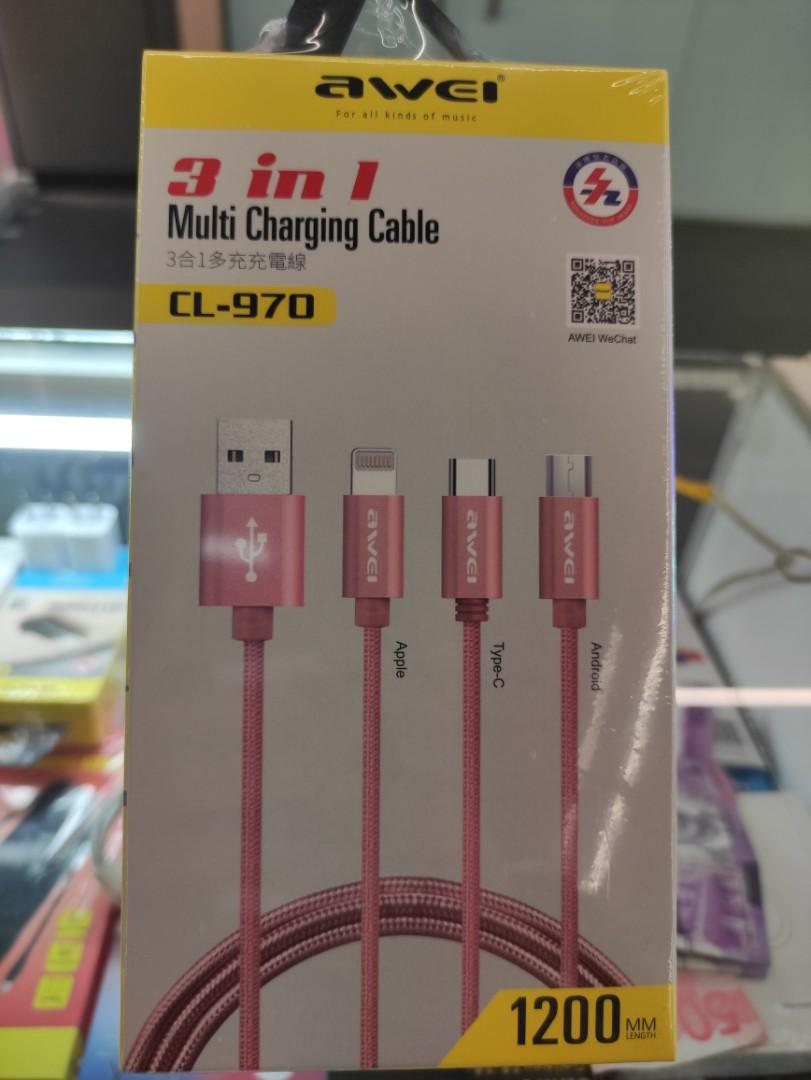 Awei In Multi Charging Cable Mobile Phones Gadgets Mobile Gadget Accessories Chargers