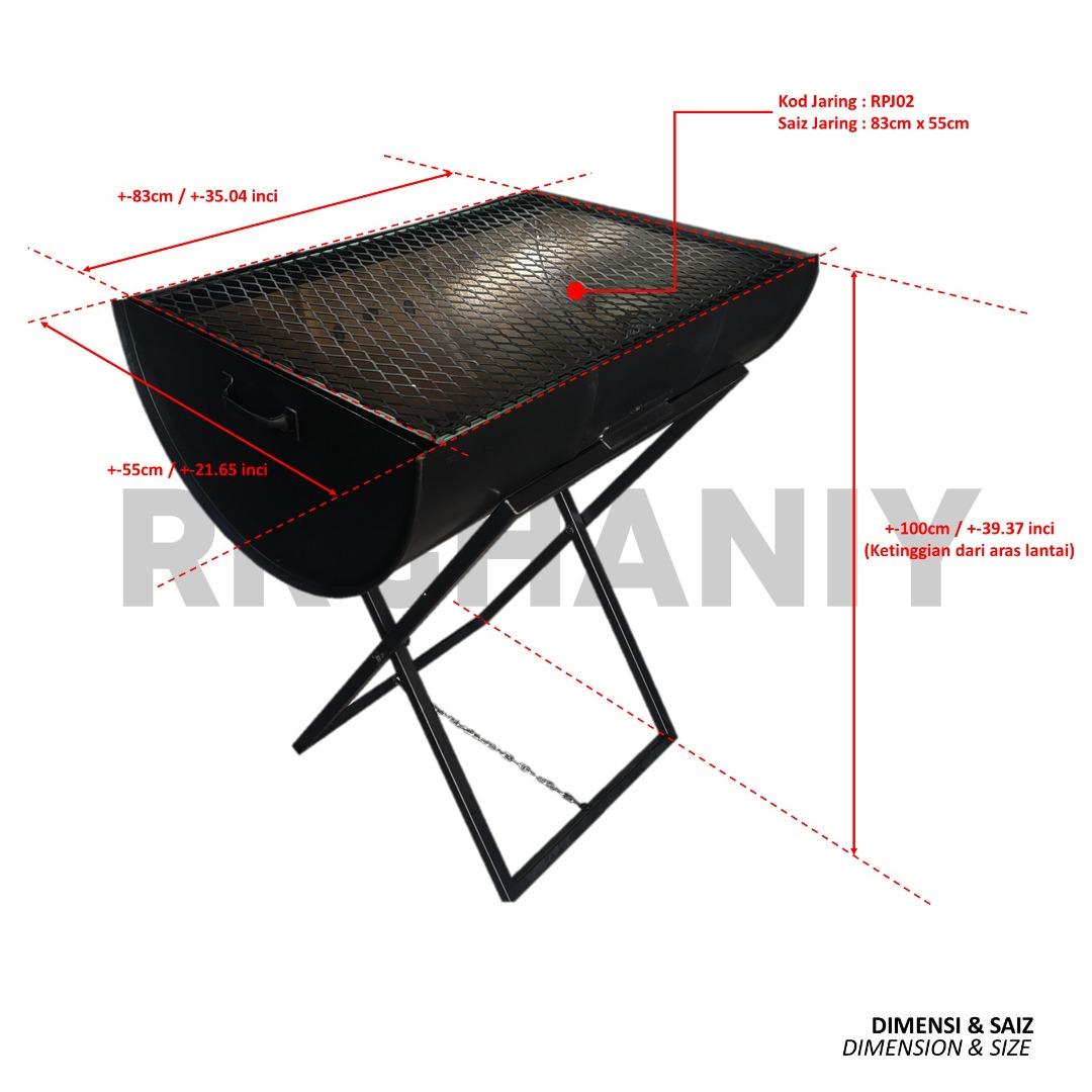 BBQ Grill Outdoor Drum Set Tong Drum 200L BBQ Set Basic Set Complete With Grill Net Big Size For ...