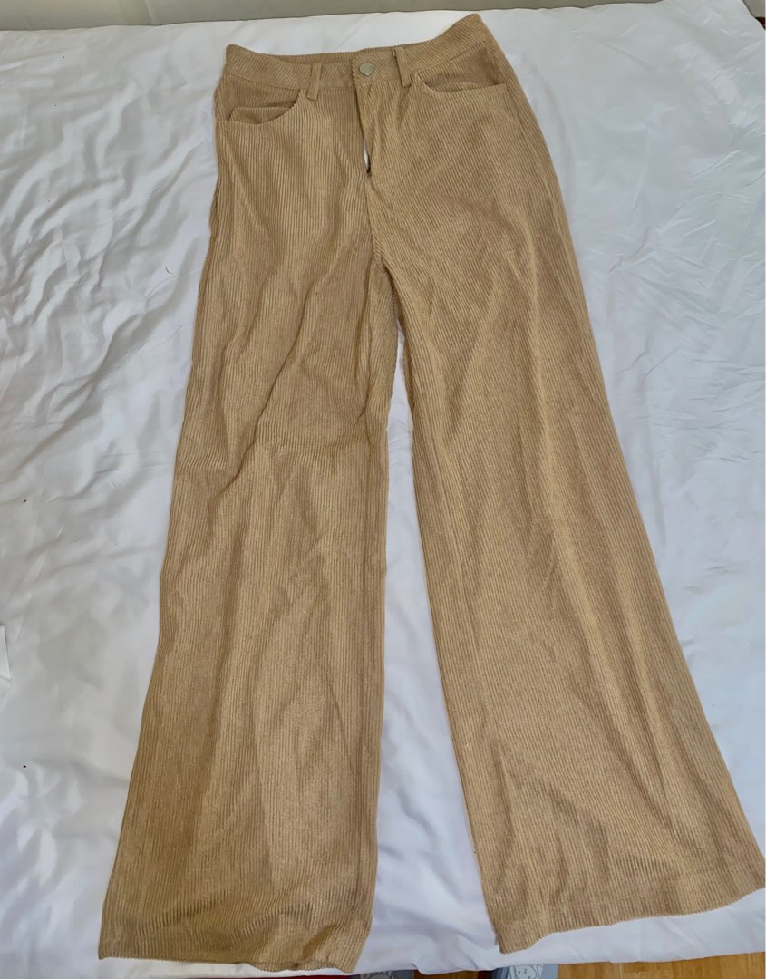 Beige corduroy pants, Women's Fashion, Bottoms, Other Bottoms on Carousell