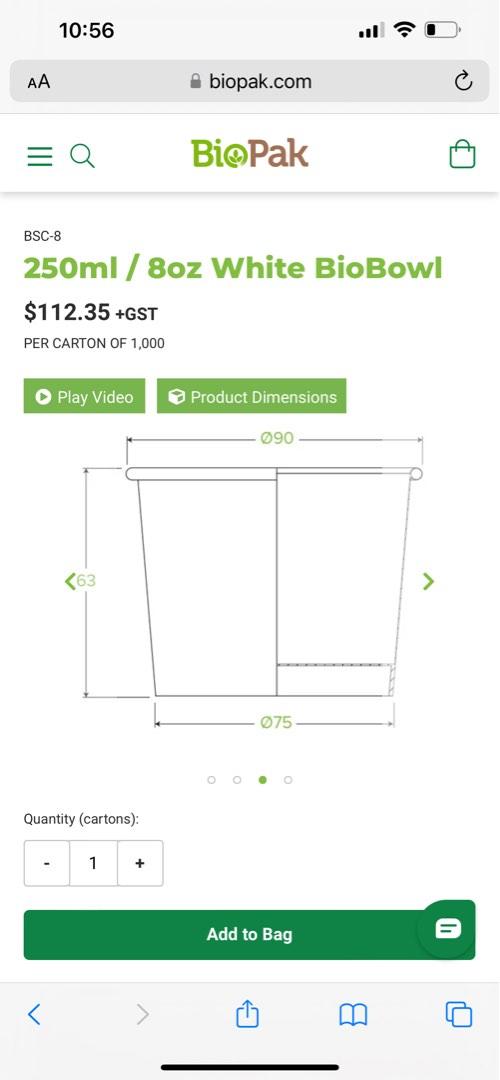 Biopak BSC-8 White Container, Food & Drinks, Other Food & Drinks on Carousell