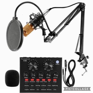 BM800 Condenser Mic & Two V8 Soundcard, Audio, Microphones on Carousell