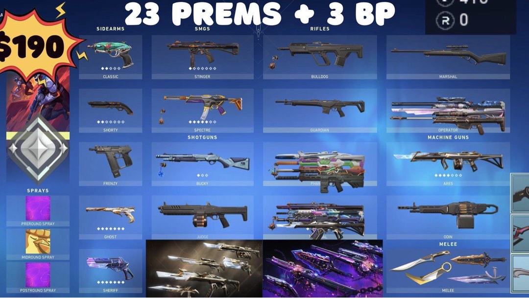 CHEAPEST CHAOS/SOL BUNDLE VALORANT 23 PREMIUM SKINS ACCOUNT WTS/WTT IF ...