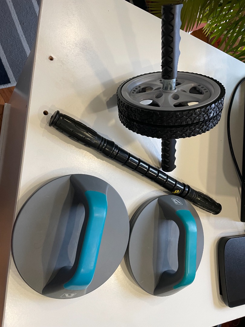 Core strength exercise stuff - Ab roller, Pushup handles. Multigym ...