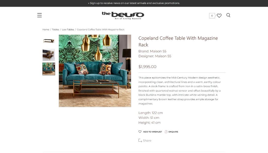 Designer Coffee Table - The Beuro Maison 55 Copeland Coffee Table With ...