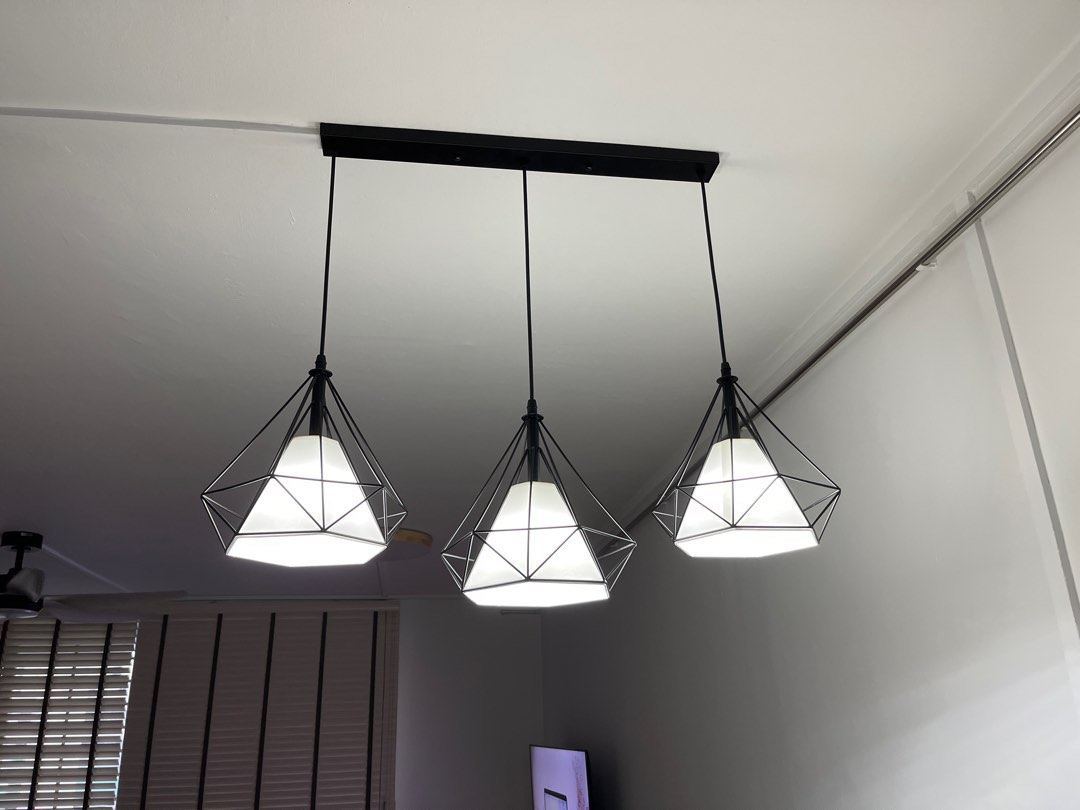 Diamond pendant lights black, Furniture & Home Living, Lighting & Fans ...