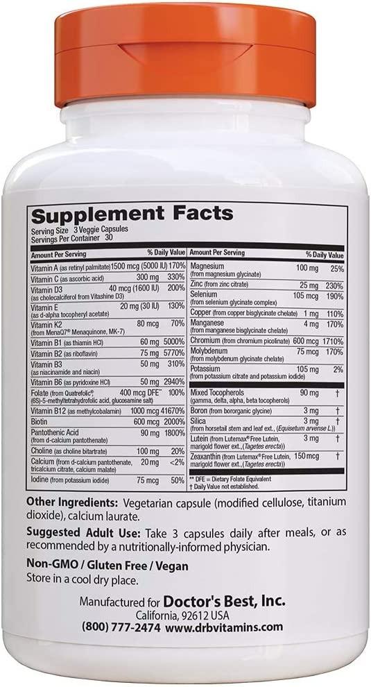 Doctor's Best, Multi-Vitamin with Vitashine D3 and Quatrefolic, Iron ...