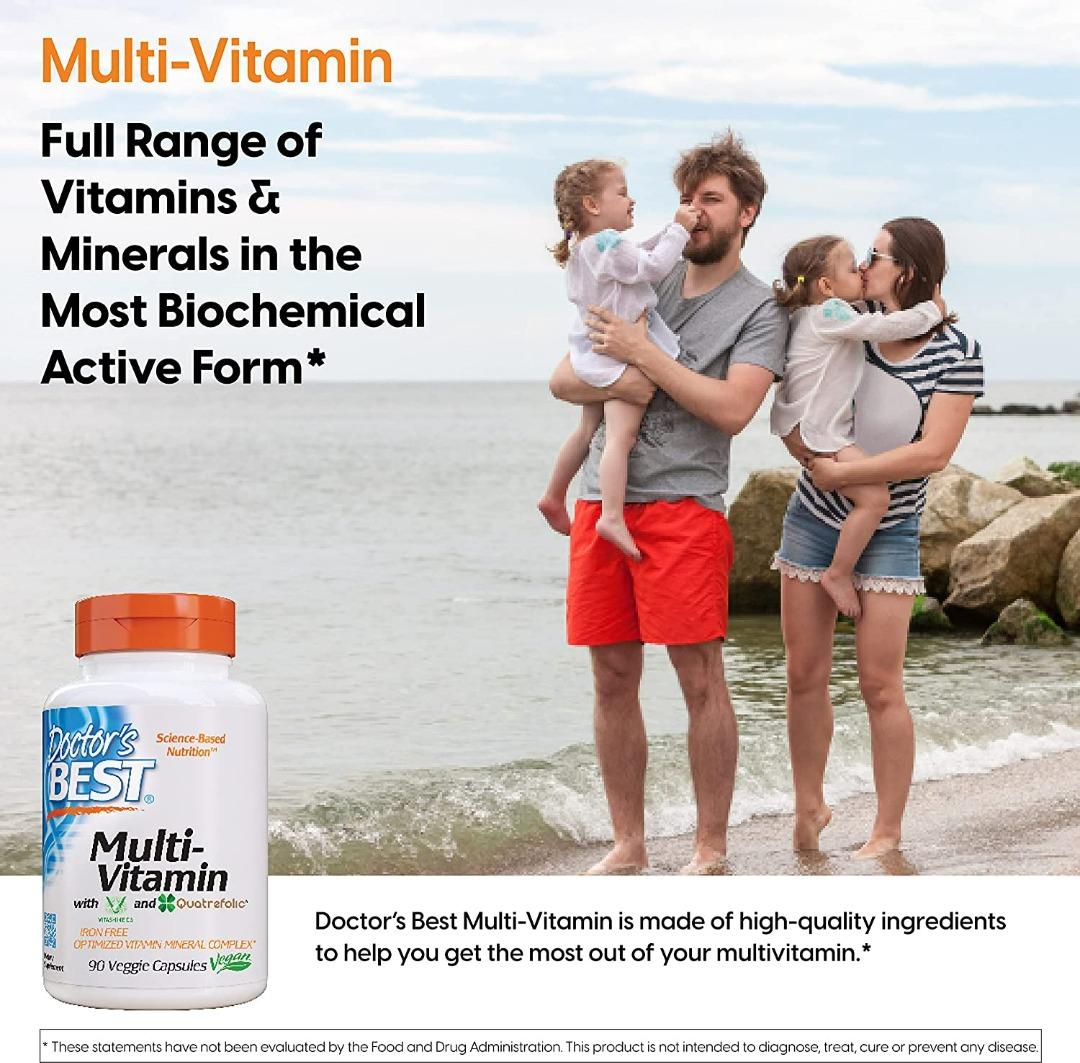 Doctor's Best, Multi-Vitamin with Vitashine D3 and Quatrefolic, Iron ...