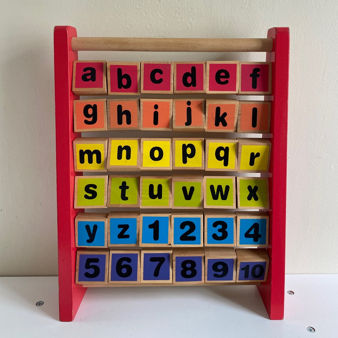 Educational Wooden Alphabet & Numerals Abacus, Hobbies & Toys, Toys ...