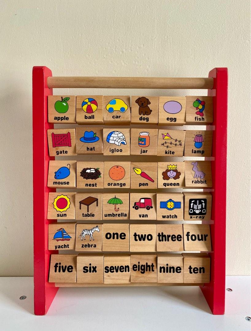 Educational Wooden Alphabet & Numerals Abacus, Hobbies & Toys, Toys ...