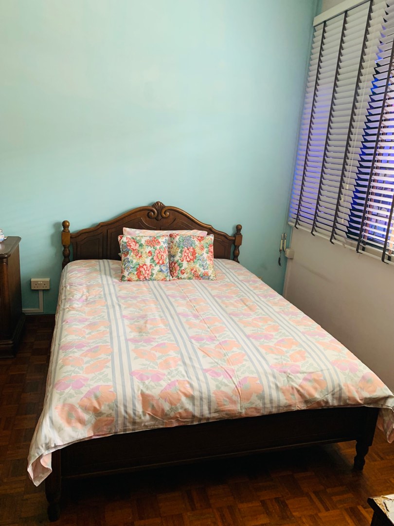 Elegant Peranakan wooden Queen Bedframe, Furniture & Home Living ...