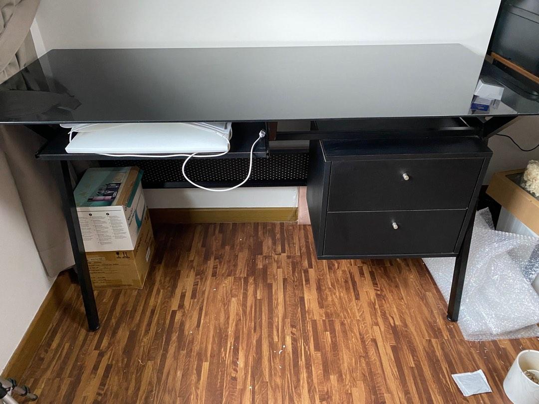 Glass top study table, Furniture & Home Living, Furniture, Tables ...